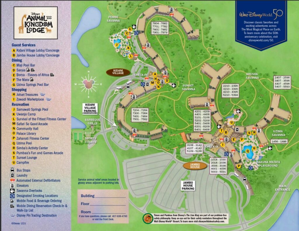 Disney's Animal Kingdom Lodge Map (Free PDF Download) - Be Prepared ...